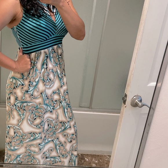 Grifflin | Dresses | Grifflin Turquoise Tan Blue Paisley Colorblock ...